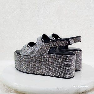 Cape Robbin | Shoes | Oh Yeah 3 Flatform Platform Silver Rhinestone ...